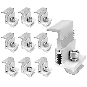Solar End Clamp Solar Panel Mounting Z Brackets Clamps Adjustable Aluminum Solar Panel Clamp for Solar Panel PV Mounting System Install Accessories (10 Pcs)