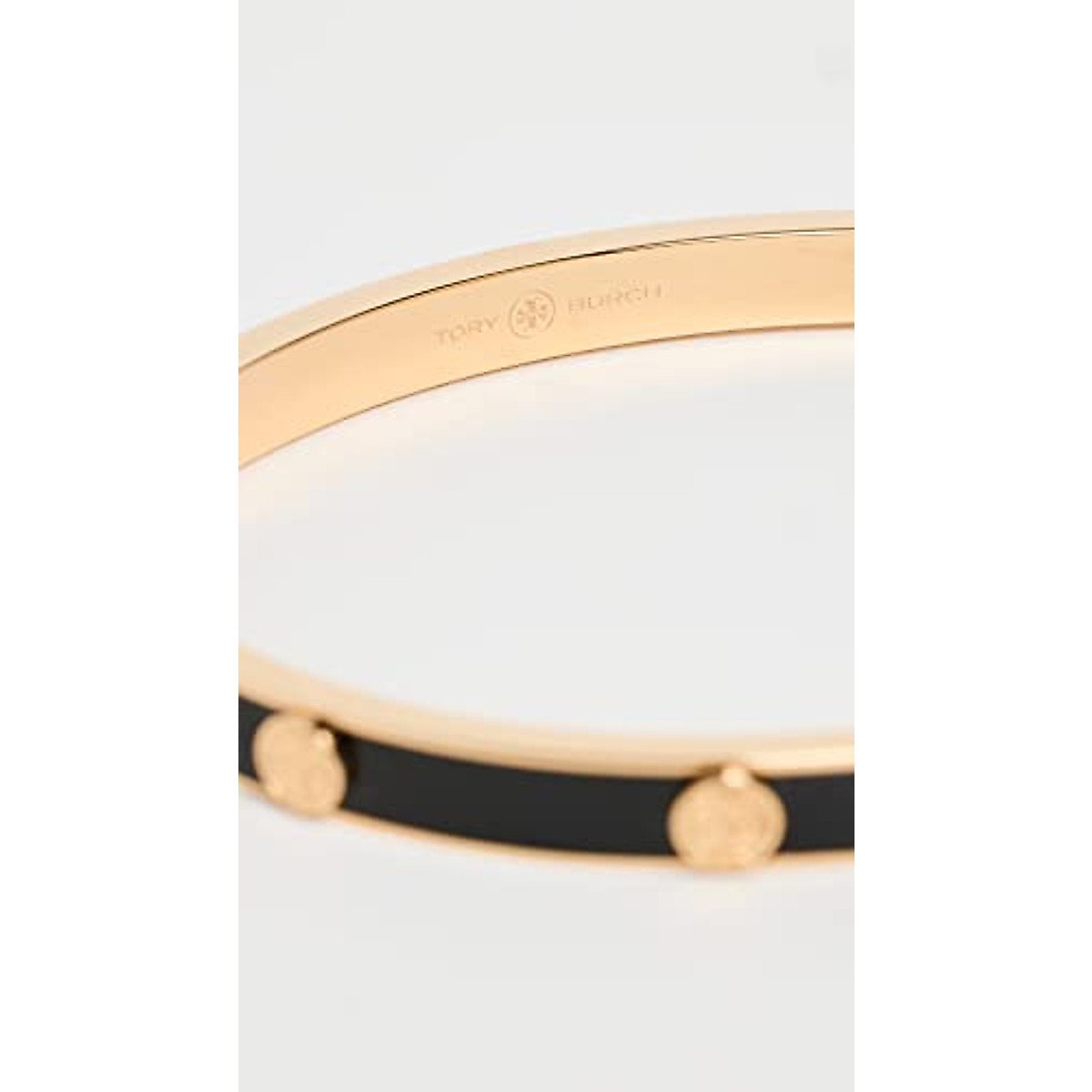 Tory Burch Women's Miller Stud 5mm Enamel Hinge Bracelet, Tory Gold/Black, One Size