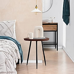 MH London Side Table - Dilan Tri Pin Small Table. Exclusively Designed Hand-Crafted Small Nightstand. Solid Wood Round End Table. Contemporary Accent Table for Bedrooms, Living Rooms and Home Office