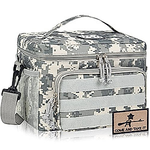 HOMESPON Tactical Lunch Box for Men Tacticism Lunch Bag Adult Insulated Lunchbox Large Durable Leakproof Thermal Cooler Bag with Water Bottle Pouch for Camping Work Fishing