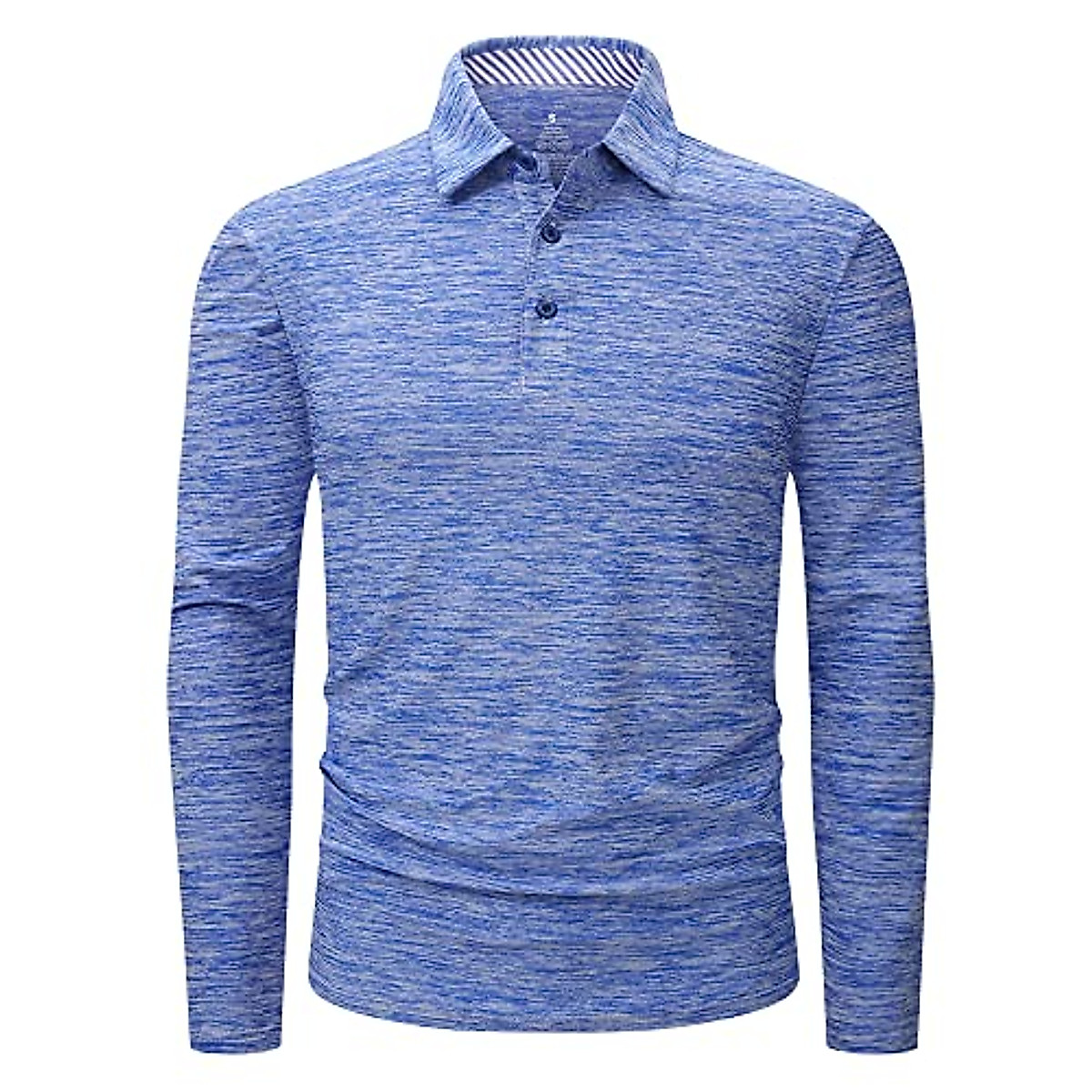 Alex Vando Mens Golf Shirt Moisture Wicking Quick-Dry Long Sleeve Casual Polo Shirts for Men,Blue,L