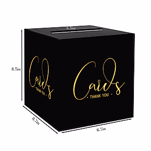 Gift Card Box with Gold Foil Design for Birthdays, Weddings, Showers, Graduations, Anniversaries, Retirements Gift Cards (Black and Gold)
