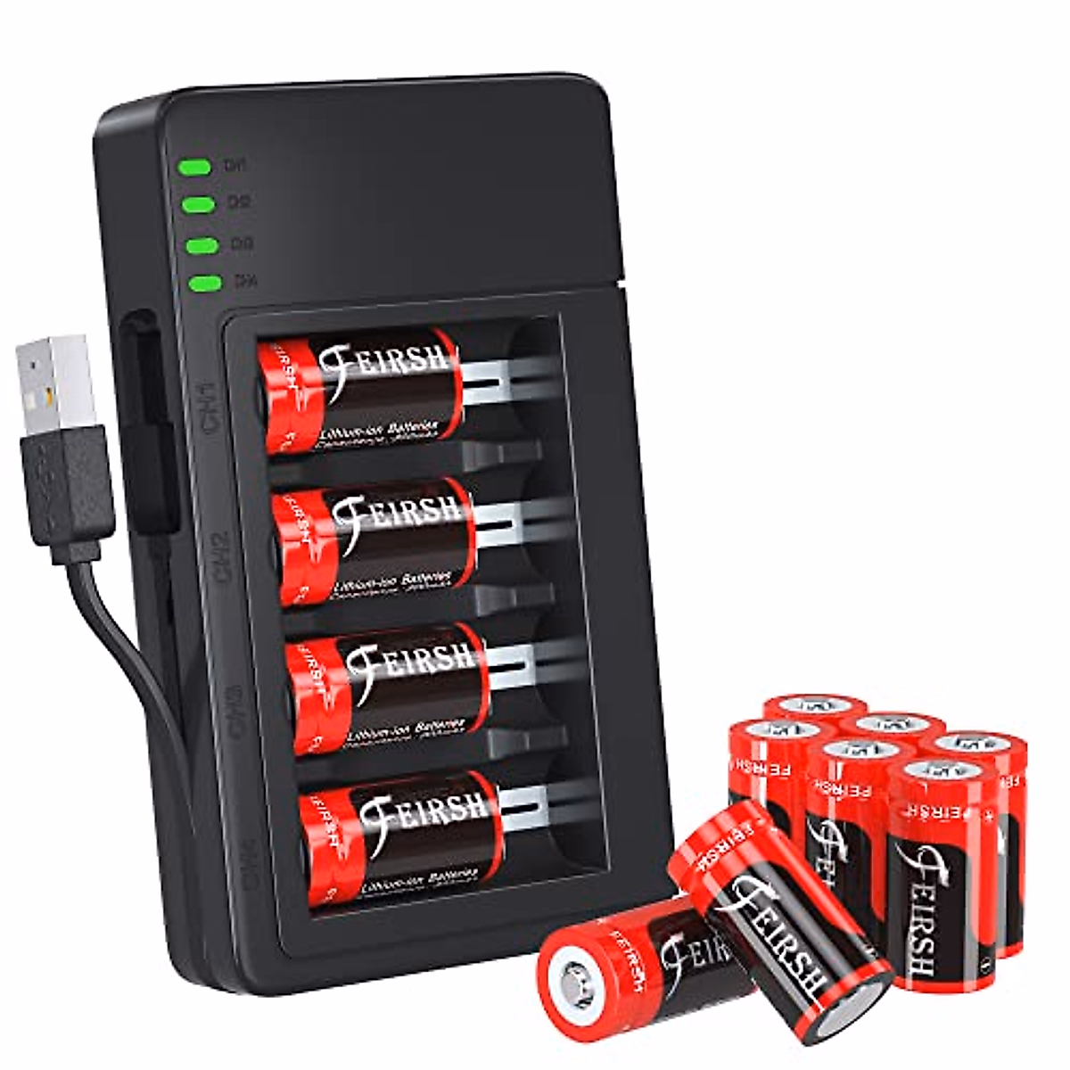 8 Pack Batteries and Charger, 3.7V Batteries for Arlo Wireless Security Cameras VMC3030 VMK3200 VMS3330 3430 3530 and Flashlights