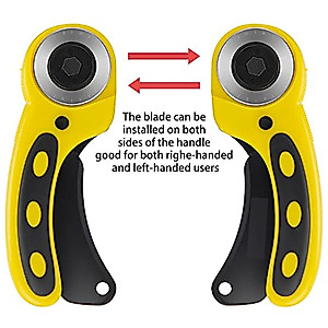 WORKLION 45mm Rotary Cutter Set: Ergonomic Rotary Cutter with Safety Lock and 2 Replacement Rotary Cutter Blades for Sewing Quilting Scrapbooking and Arts & Crafts Projects