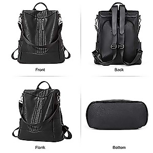 BROMEN Backpack Purse Leathe Backpack for Women Anti-theft Bookbag Purse Fashion Shoulder Handbag Backpack Women Black