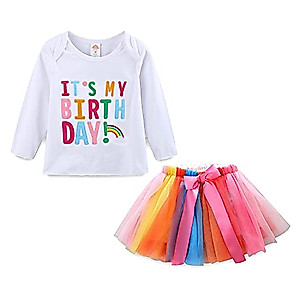 Mud Kingdom Little Girls Birthday Outfits 6 Long Sleeve Shirt and Skirt Set, White, 6(48-51 ins./47-58 lbs.)