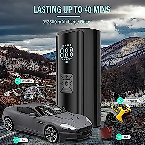 Salate Portable Air Compressor Tire Inflator, 150PSI Cordless 12V DC 2-Way Power Supply Air Pump 7800mAh Battery Capacity Tire Pump with 6”Screen Suitable for Cars Motorcycles E-Bikes