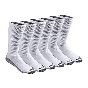 Dickies Men's Multi-Pack Dri-tech Moisture Control Boot-Length Socks, White (6 Pairs), Shoe Size: 6-12
