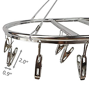 EIKS Sock Drying Rack with 22 Clips and Swivel Hook Stainless Steel Wind-Proof for Drying Sock, Underwear, Laundry