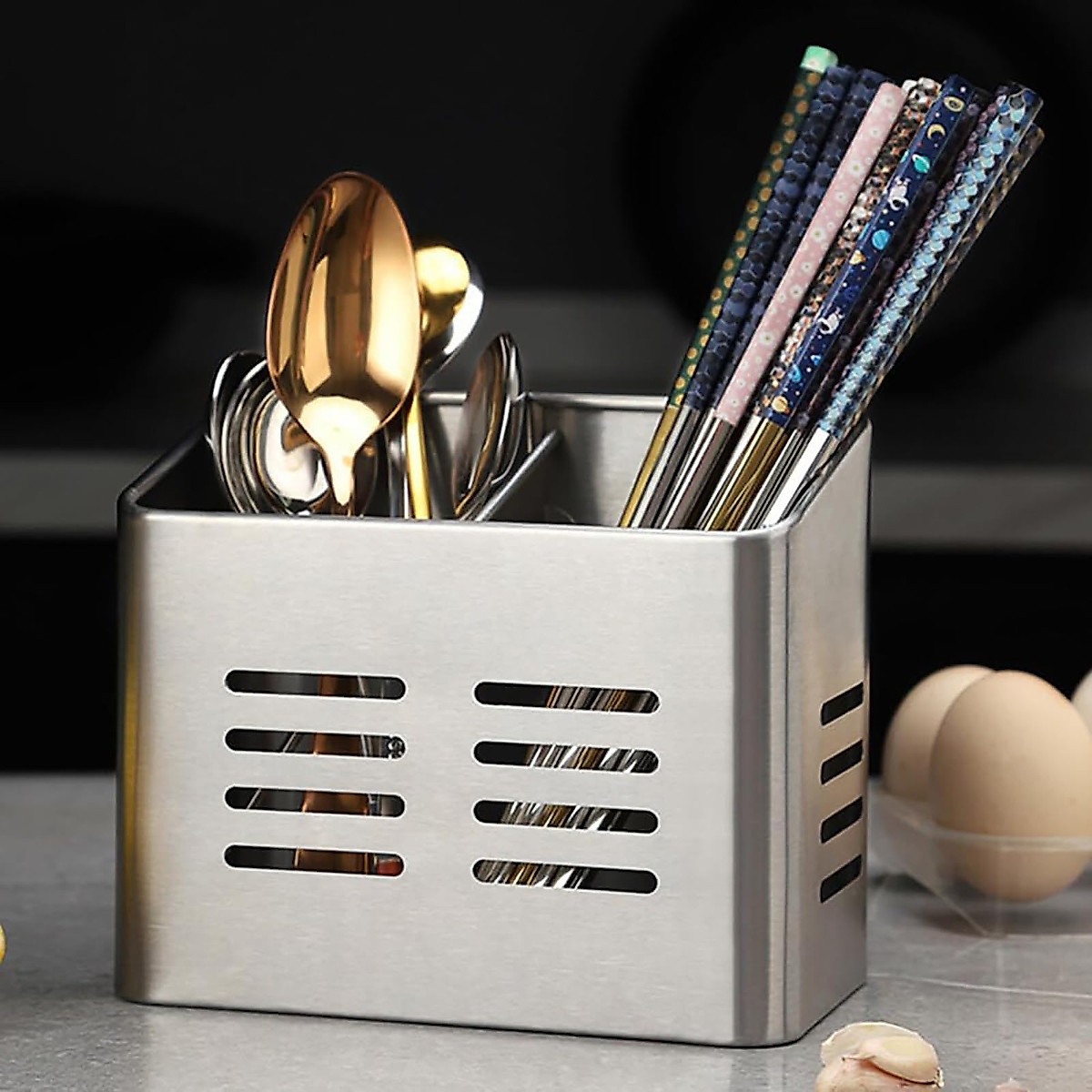 AItaf Utensil Holder Utensil Drying Rack Stainless Steel Utensil Holder Utensil Drying Rack Metal Utensil Caddy Utensil Holder Canister Stainless Steel Kitchen Utensils Holder for Home Restaurant