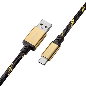 CableMod Pro Coiled Keyboard Cable (Midas Foil Black, USB A to USB Type C, 150cm)