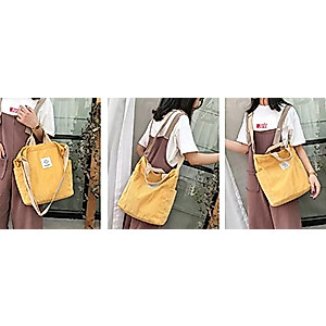 Women's Retro Large Size Canvas Shoulder Bag Corduroy Hobo Crossbody Handbag Casual Tote Purse