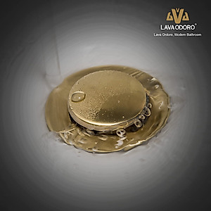 Brushed Gold Bathroom Faucet Single Hole, Lava Odoro Modern Brushed Brass Bathroom Sink Faucet Single Handle Vanity Faucet with Drain Assembly, Deck Plate Included, BF307-SG