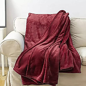 Home Must Haves Ultra Soft Plush Warm Cozy Lightweight Fleece Microfiber Full Size Bed Throw Blanket, Burgundy, (Flannel)