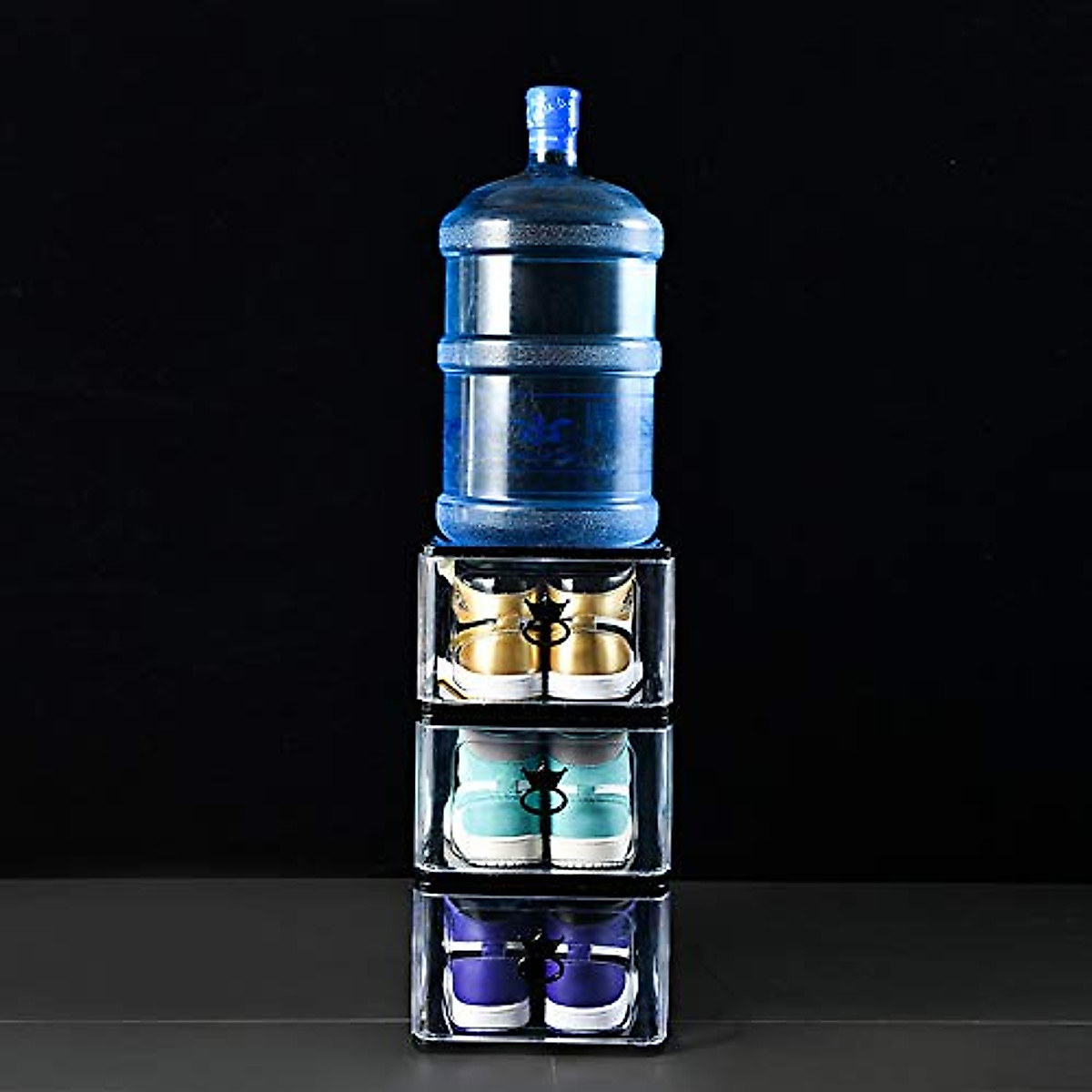 WOQLIBE Shoe Storage Boxes, 9 Pack Upgraded, Clear Plastic Stackable Shoe Boxes with Lids, Fit Max Up to US Size 12, for Sneaker Display/Closet(13.8” L x 10.8” W x 7.5” H)