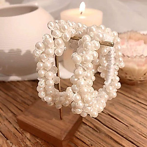 QULSE Pearl Hair Ties White Weave Hair Scrunchies Stretch Hair Rope Accessories for Women and Girls(white)