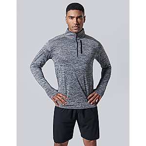 3 Pack: Men's Quarter 1/4 Zip Pullover Long Sleeve Workout Jackets, Athletic Dry Fit Running Shirts (Set 1, Small)