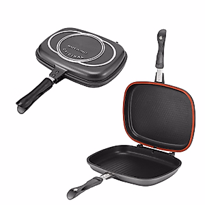 Grill Pan Frying Double Side With Antiburn Handle: Kitchen Supplies Pot (32Cm 12.6In)