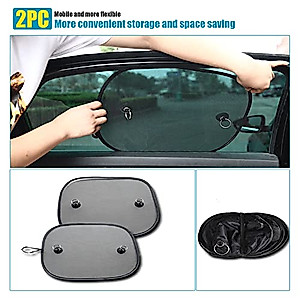 neynavy 2 PCS Car Window Shade for Baby, 19.6In x 11.8In Car Sun Shade Side Window Sunshade, Glare and UV Protection for Kids/Adults/Pets, Universal Fit for Most Cars (Suction Cup Style)