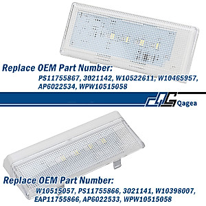 Refrigerator LED Light 1 Pcs W10515058 & 2 Pcs W10515057 Compatible with Kenmore Maytag Whirlpool KitchenAid, Fridge Freezer LED Light Replace AP6022533, AP6022534, PS11755867, PS11755866, 3021142