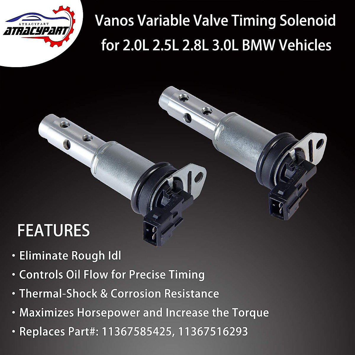 11367585425 Vanos Solenoid Variable Valve Timing VVT Solenoid 2 Pcs | Compatible With BMW 325i 328i 330i 335i 525i 528i 530i 535i E60 E90 N52 N54 & More | Replaces# 11367585425, 11367516293