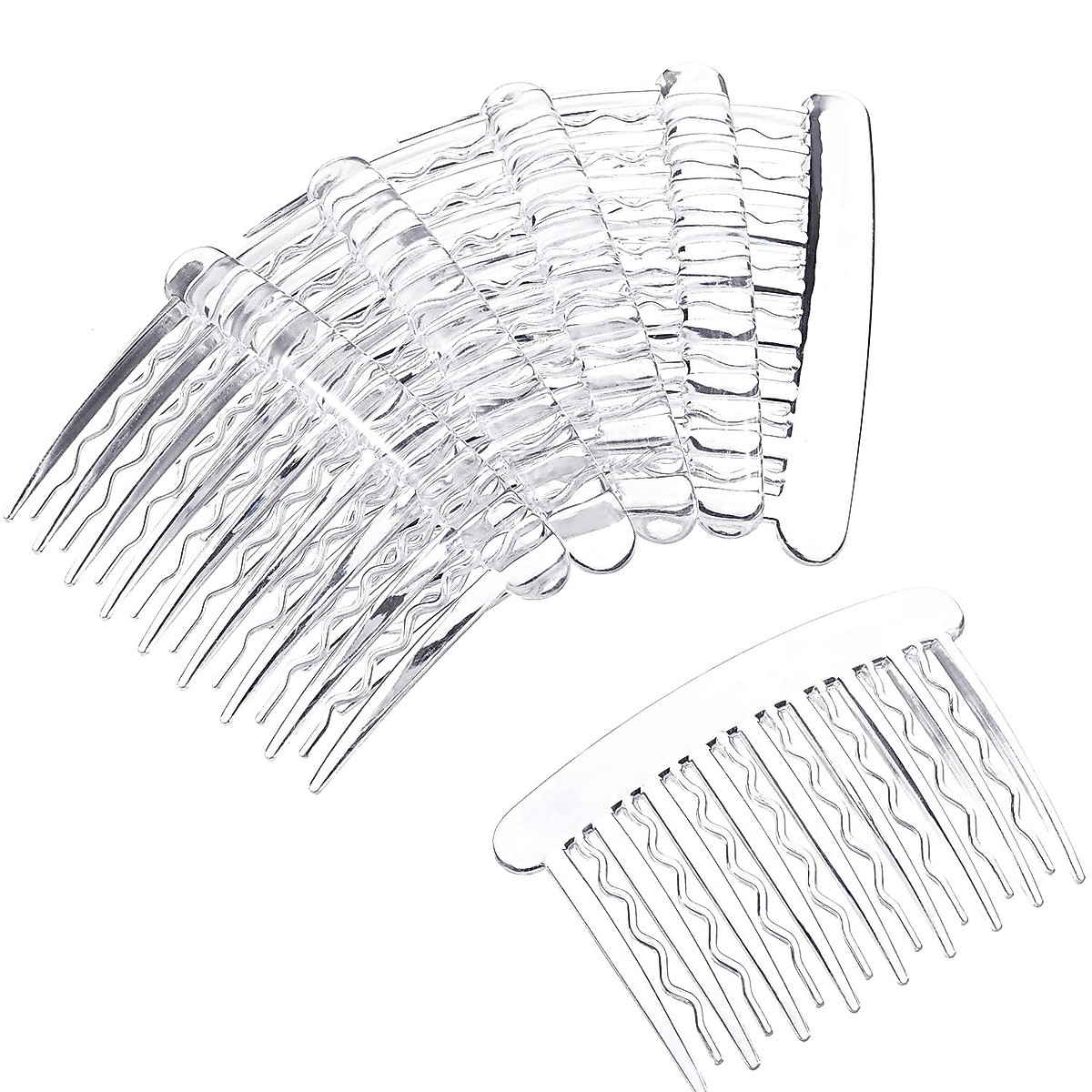 Gejoy 12 Pieces Plastic Teeth Hair Combs Tortoise Side Comb Hair Accessories(Transparent)