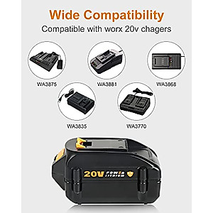 Lenoya 6.0Ah 2Packs Replacement for Worx Battery 20V WA3520 WA3525 WA3540 PowerShare for WA3884 WG322 WG381 WG320 WG540s WG154 WG163 WG160