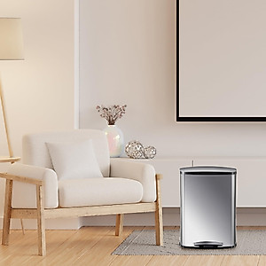 GarveeHome 50L/13Gal Heavy Duty Hands-Free Stainless Steel Kitchen Trash Can, Commercial Rectangular Kitchen Waste Bin, with Soft Close Lid & Inner Liner, Fingerprint-Resistant