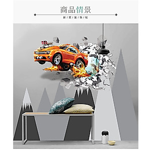Dynamic Car Wall Stickers, Breaking Wall Creative 3D Wall Decals, Self Adhesive Removable, Art Decal Mural Wall Decor, Kids Boy Room Bedroom Playroom Wall Decoration（19.6'' × 27.5''） (car2)