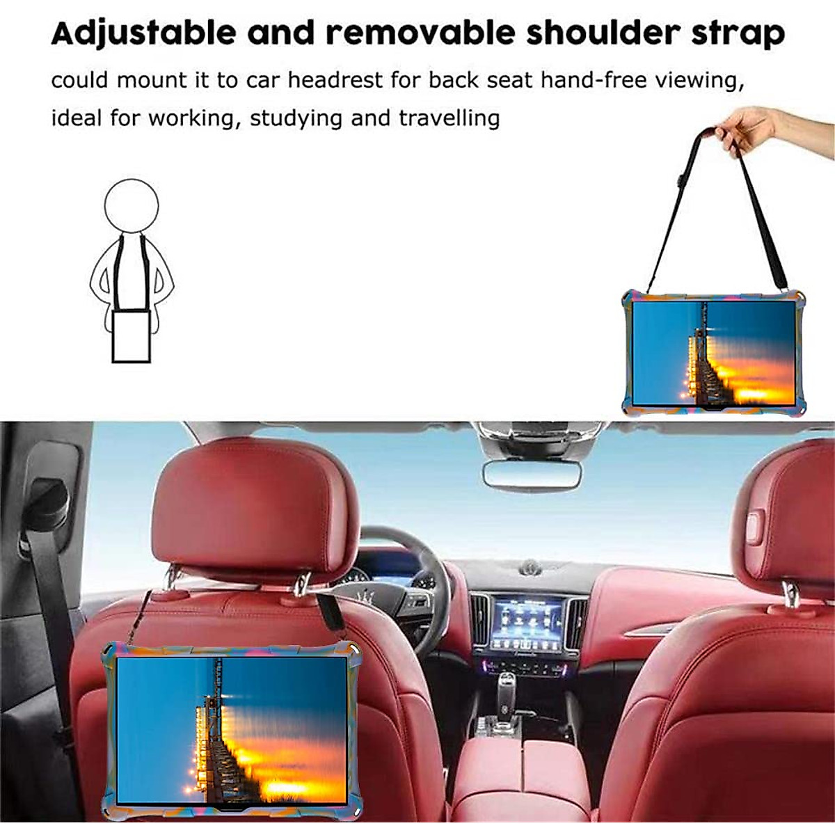 Case for VASTKING KingPad K10 / Z10 10 inch Tablet Case, MARVUE Pad M10 10.1 inch/Vastking KingPad K10 Pro Tablet Soft Silicone Stand Cover Case with Shoulder Strap(Purple Rose)