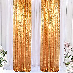 Sequin Curtains 2 Panels Gold 2FTx8FT Sequin Photo Backdrop Sequin Backdrop Curtain Pack of 2-1011E