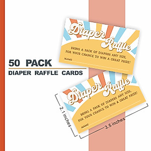 YKYENR Diaper Raffle Baby Shower Party, Diaper Raffle Game Kit，1 Diaper Raffle Standing Sign & 50 Tickets，Retro Pop Theme Baby Shower Decorations，Party Favor And Supplies-NBLK-A02