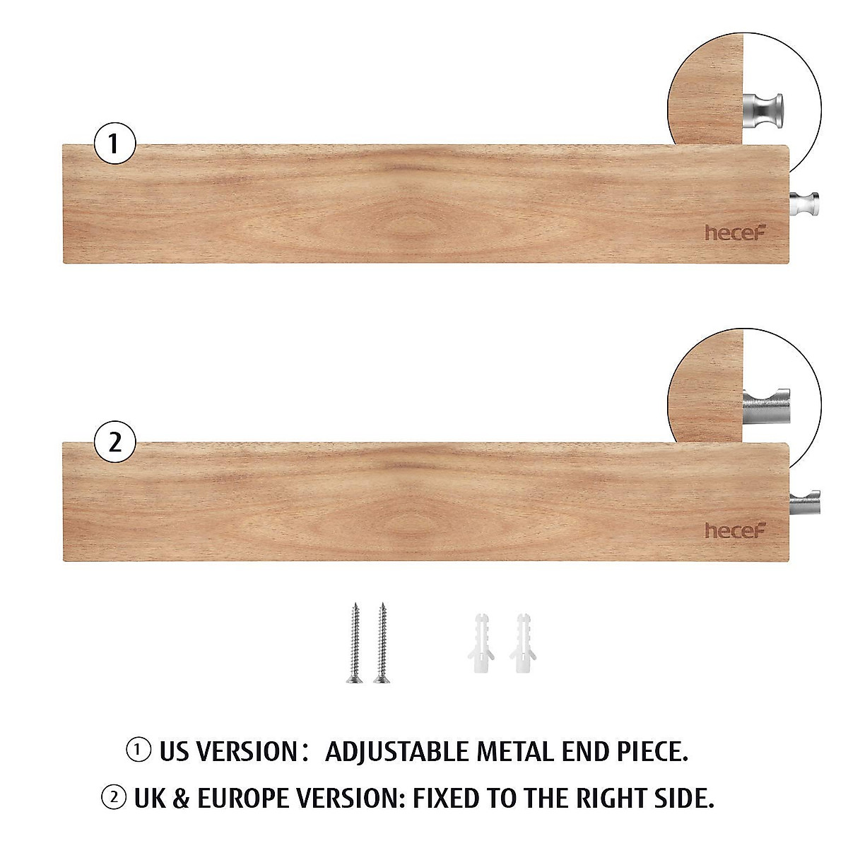 hecef Knife Set Black of 5 with 12 Inch Magnetic Knife Strip, Comes with Protective Blade Cover