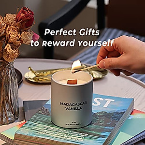 UNDELMS Scented Candle 15oz Madagascar Vanilla Candle Vanilla, Cream, Milk, Caramel Scented Soy Wax Candle, Wood Wicked Luxury Aluminum Jar Candle for Home Scented 85 Hours Burn Aromatherapy Candles