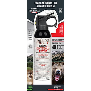 SABRE Frontiersman MAX 7.9 fl oz. Bear & Mountain Lion Attack Deterrent, Up to 40 ft Range, Contains 2% Major Capsaicinoids, Safer for You, Animals & The Environment, Glow-in-The-Dark Safety