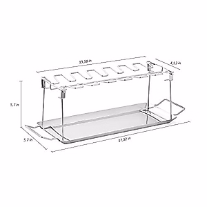 Chicken Leg Rack for Grill with Drip Tray - Easy to Use 14 Slots Chicken Wing Rack - Premium Stainless Steel Chicken Drumstick Rack for Smoker - Chicken Drumstick Holder for Grill Accessories