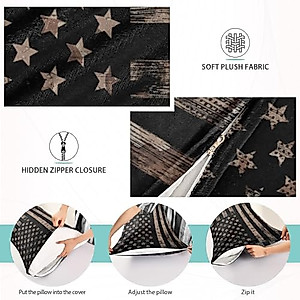 ALAZA American USA Flag with Desert Camouflage Plush Pillow Cases Standard Size Pillow Cover Soft & Warm Zippered Bed Pillowcase, 20 x 26 inch