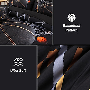 A Nice Night Basketball Court Printing Comforter Quilt Bedding Set Full Size for Teen Boys (Basketball Court)