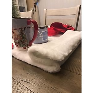 yuboo White Fur Table Runner, Dresser Runner for Bedroom Furniture Fluffy Dresser Top Cover 15 x 108 Inches