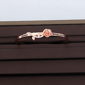 CENWA Junior Bridesmaid Bracelet Junior Bridesmaid Gift Bridesmaid Proposal Gift Junior Bridesmaid Rose Flower Cuff Bracelet (Junior Bridesmaid Br RG)