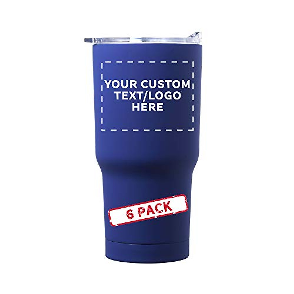 Personalized 17 oz. Rubberized Stainless Steel Travel Mugs - 6 Pack - Custom Text, Logo - Blue
