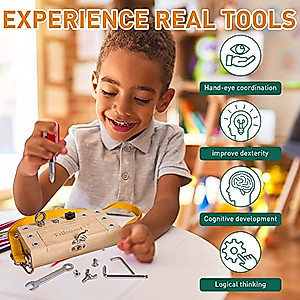Tilhumt Montessori Screwdriver Board Set for Kids, Storage Wooden Toddler Real Tools Montessori Toys Preschool Toys Fine Motor Skills Toys for 3 4 5 Year Old Children, Classroom STEM Toy