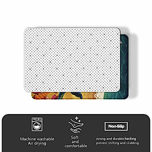 Abstract Bath Mat, Continuous Pattern Circular Shapes and Geometrical Motifs Art Print, Plush Bathroom Decor Mat with Non Slip Backing, 24" X 16", Slate Blue and Multicolor