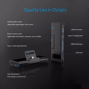 SHYPT USB-C HUB Type C HUB to USB 3.0 Type C HDMI-Compatible RJ45 RJ45 4K Video USB 3.1 HUB with Stand