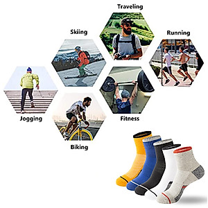 PADFOM Mens Athletic Ankle Socks Low Cut Cushioned Breathable Running Sports Socks 5 Pack