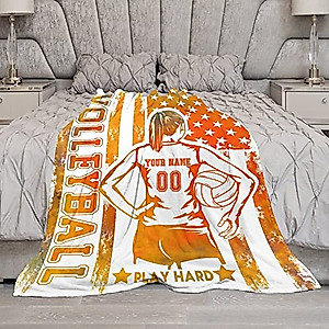 BEOIIBIRD Custom Volleyball Blanket Gifts, Throw Blankets 50”x40” Warm Cozy Soft, Personalized Blanket with Text for Athletes Players Children Girls Game Bed Sofa Couch Travel Car