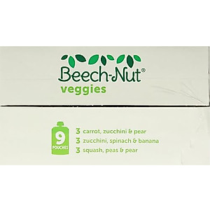 Beech-Nut Veggies Stage 2 Baby Food Variety Pack, 3.5 oz Pouch (9 Pack)