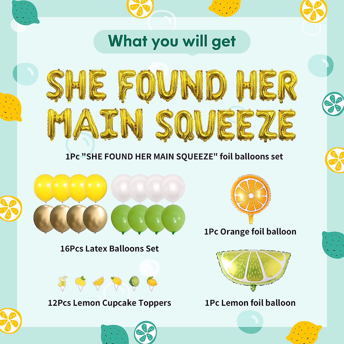 She Found Her Main Squeeze Bridal Shower Decorations Lemon Bridal Shower Decorations Lemon Themed Bridal Shower Decor Bachelorette Party Decorations Bachelorette Party Favors Lemon Balloons