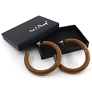 Scddboy Wooden Hoop Earrings for Women Geometric Lightweight Dangle Drop Earrings