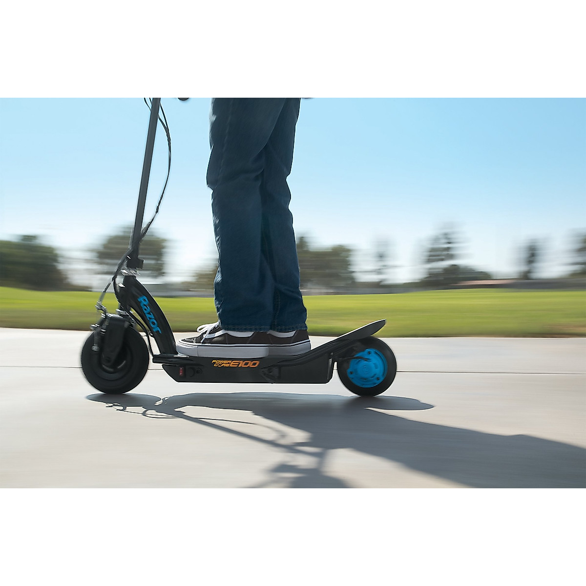 Razor Power Core E100 Electric Scooter - Black Deck - Blue - FFP